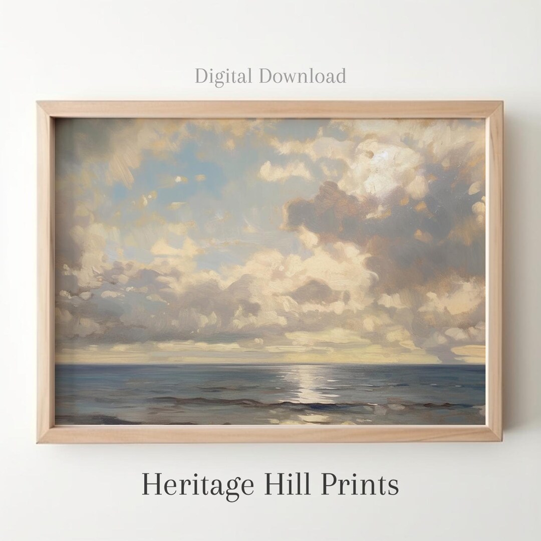 Digital Seascape Painting, Digital Download, Printable Wall Art, Ocean ...