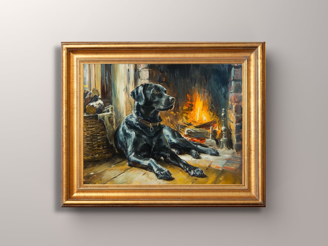 Vintage Black Labrador Portrait, Black Lab Art Print, Antique ...