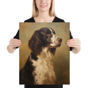 Vintage English Springer Spaniel Portrait Painting, English Springer ...