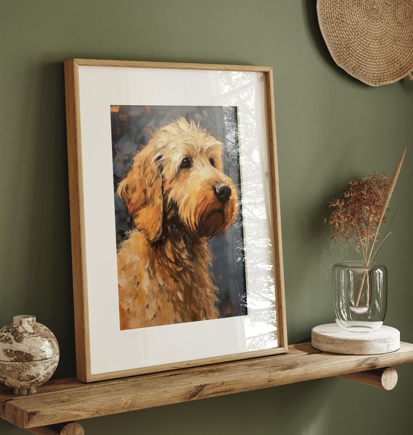 Goldendoodle Portrait Art Print, Goldendoodle Fine Art Painting, Giclee ...