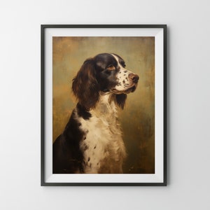 Vintage English Springer Spaniel Portrait Painting, English Springer ...