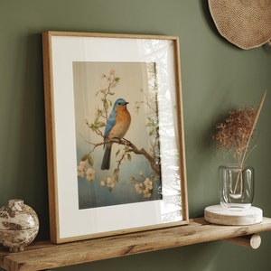 Vintage Bluebird Painting, Bluebird Print, Antique Bluebird Art ...