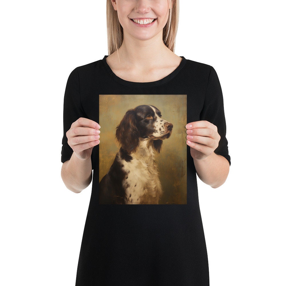 Vintage English Springer Spaniel Portrait Painting, English Springer ...