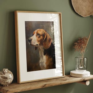 Antique Beagle Art Print, Beagle Painting, Beagle Portrait, Dog ...