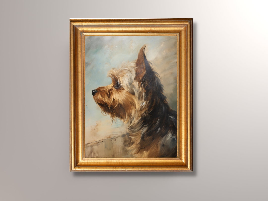 Vintage Yorkshire Terrier Painting, Digital Download, Yorkie Art Print ...