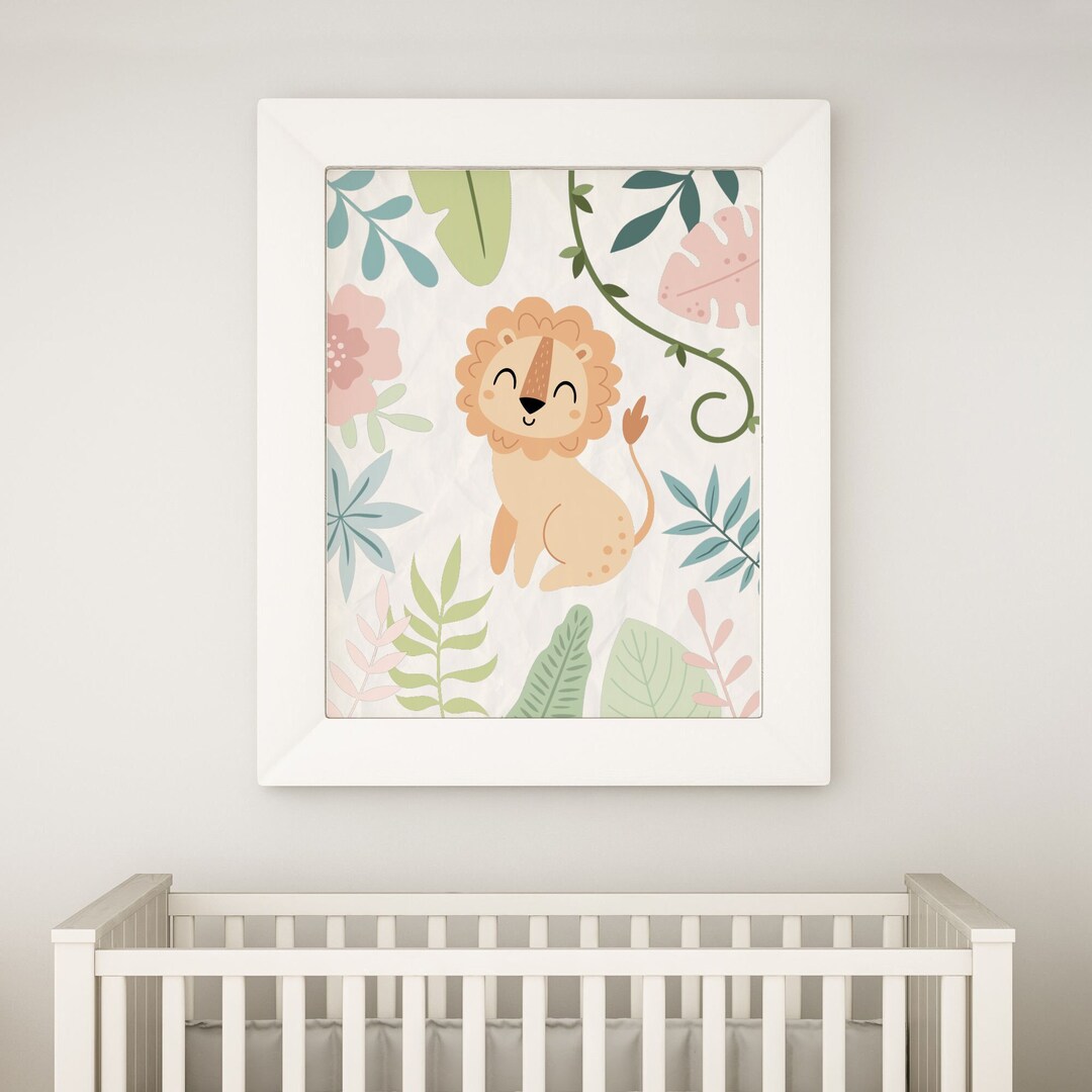 Cute Lion Nursery Print, Digital Download, Safari Nursery Print, Lion ...