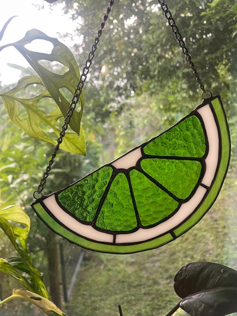 Stained Glass Lime Slice Sun Catcher - Etsy