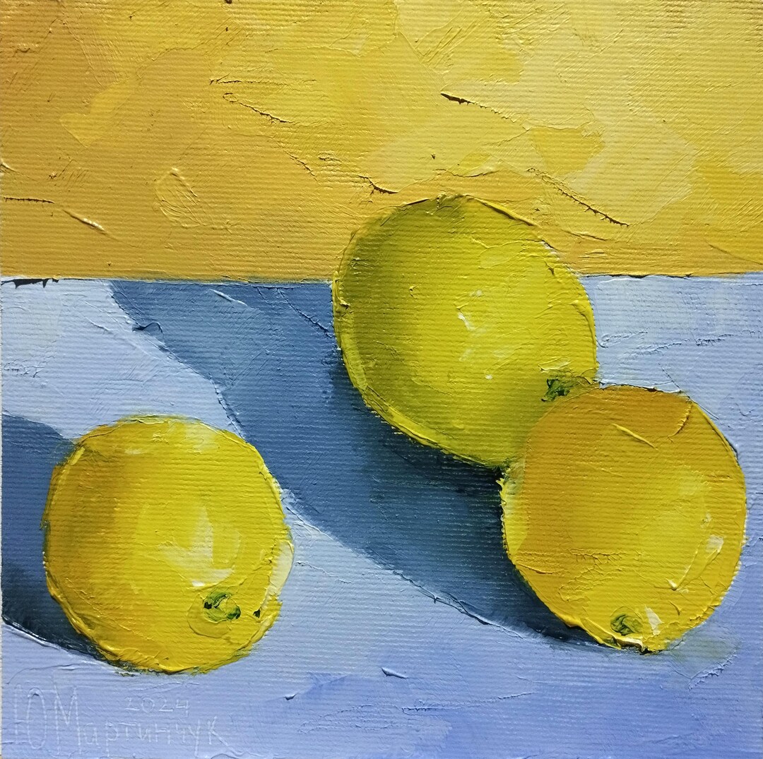 Vibrant Lemons Oil Painting. Original Handmade Art. Impressionist Home ...