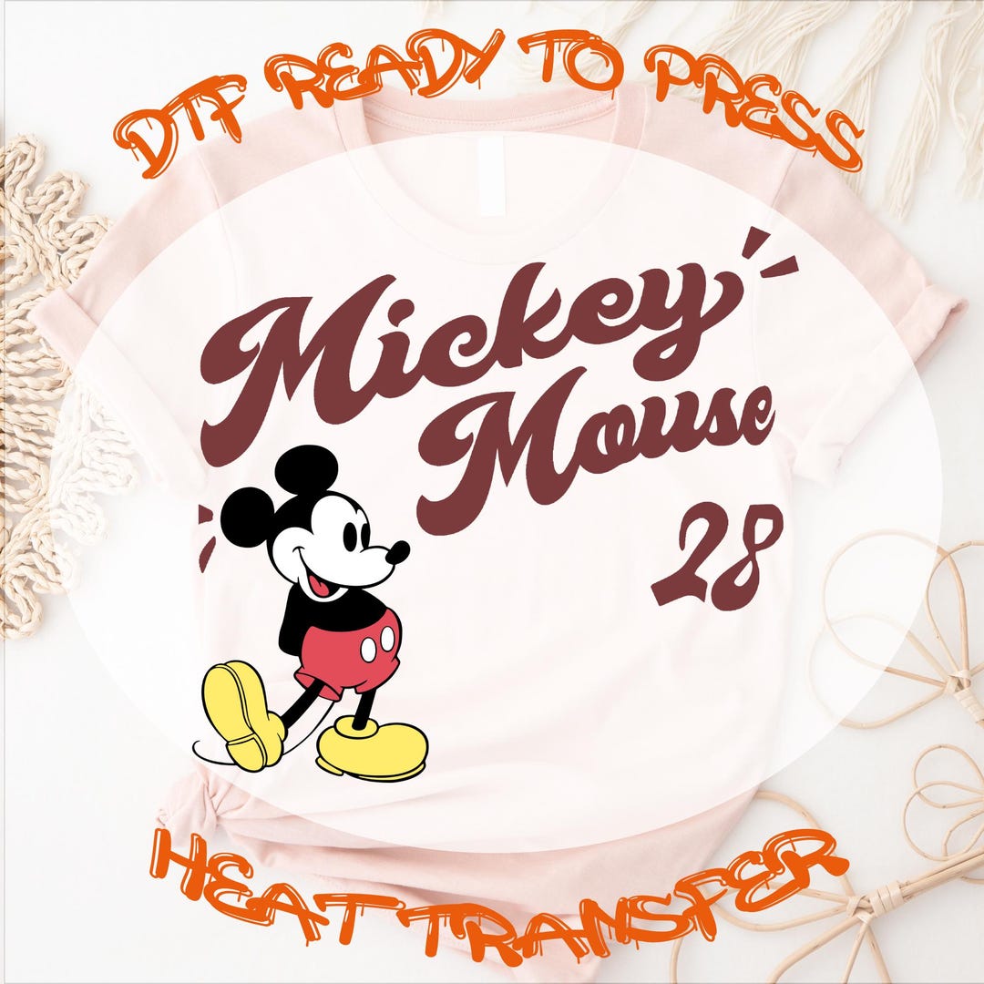 Mickey Mouse DTF Transfer Ready to Press, Disney Mickey Mouse Ready to ...