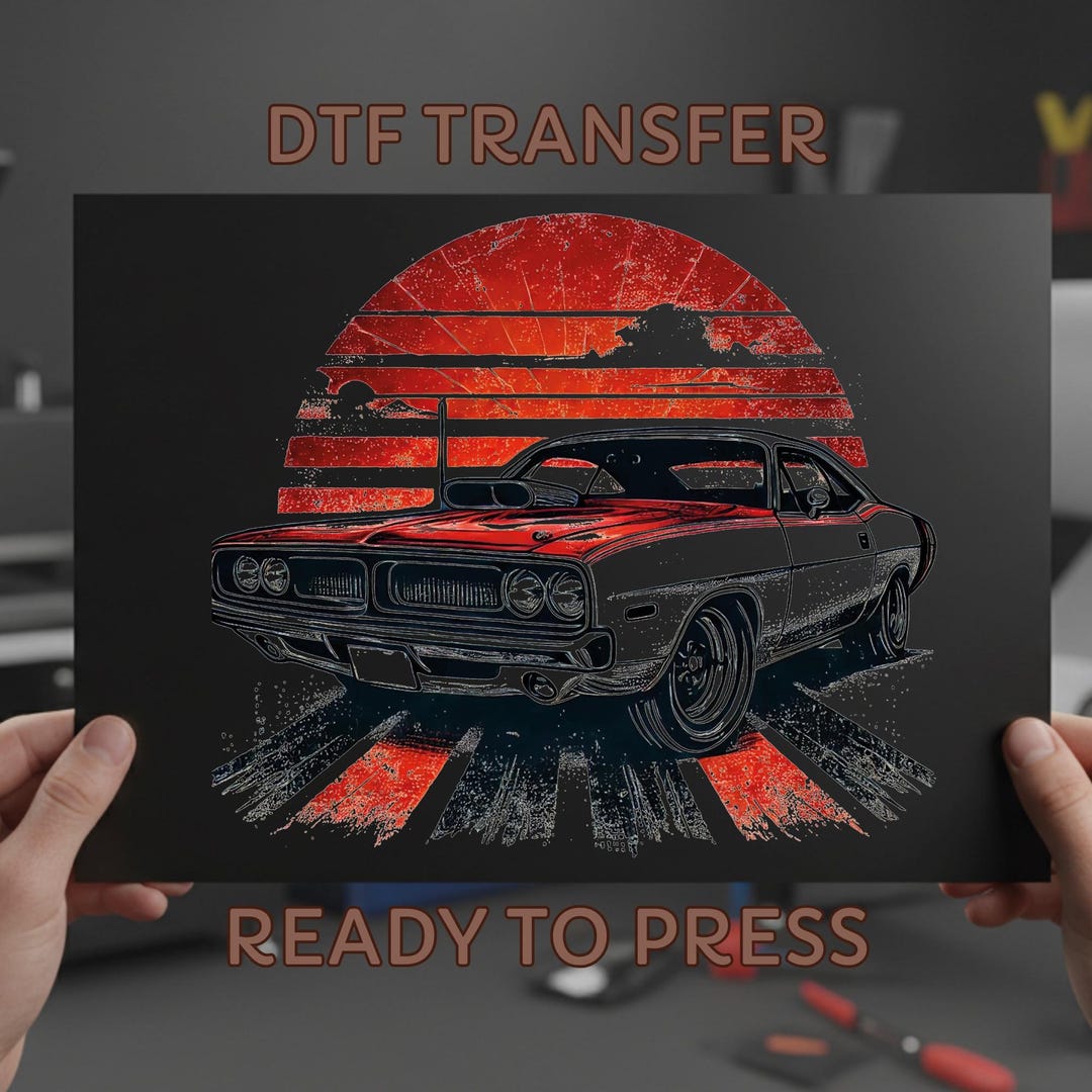 Vintage Muscle Car DTF Transfer: Retro Sunset Design - Etsy