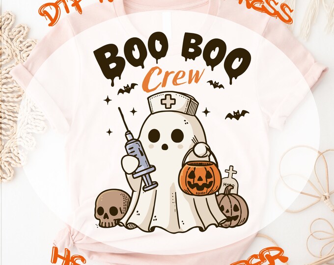 Halloween Nurse DTF Transfer, Boo Boo Crew Ready to Press, Ghost Nurse ...