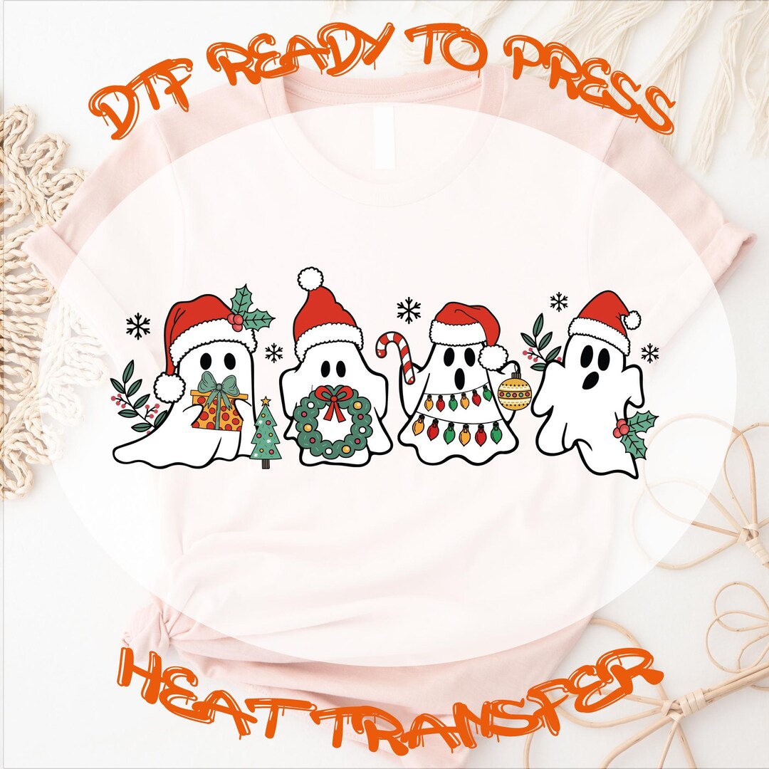 Christmas Ghost DTF Transfer, Funny Christmas Ready to Press, Christmas ...