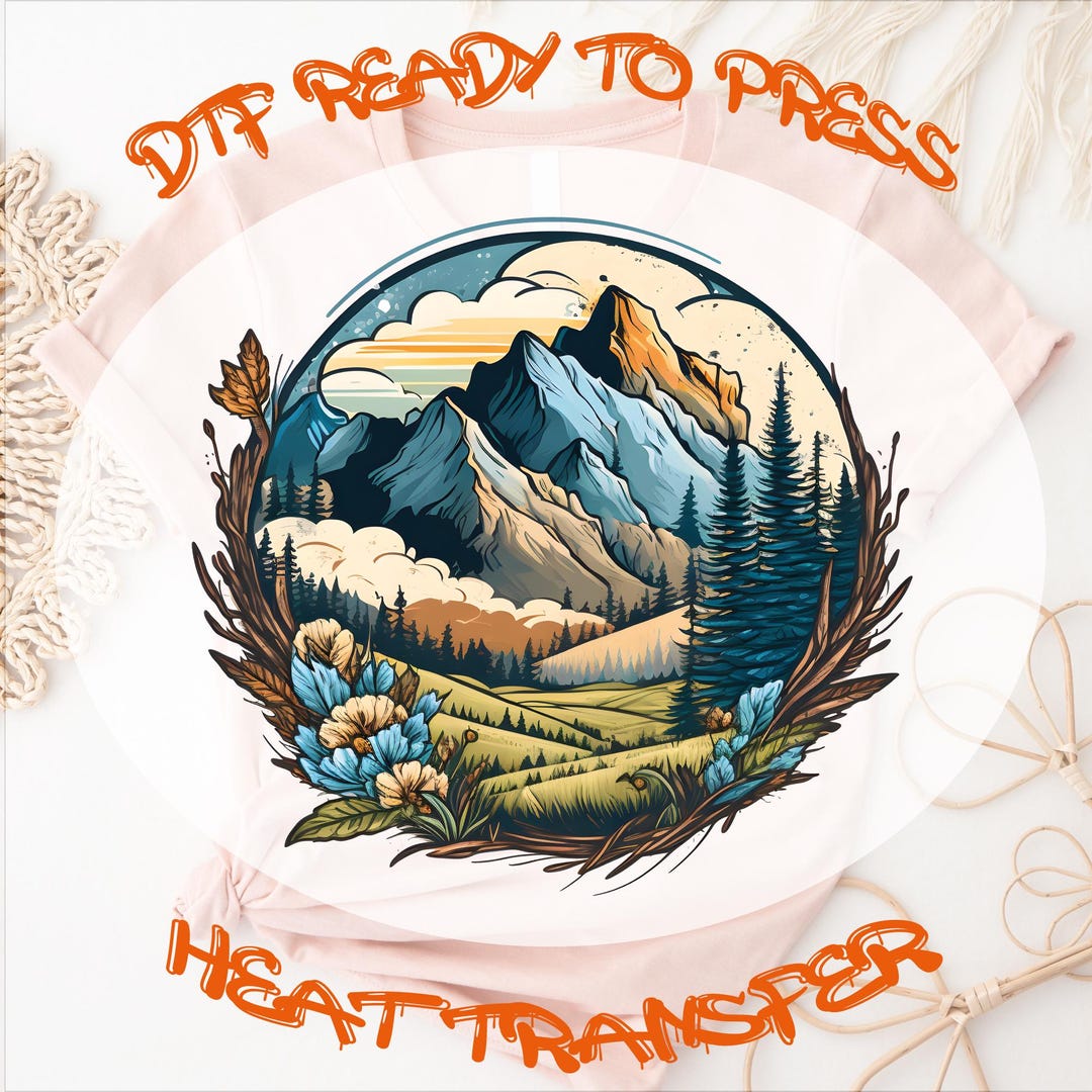 Retro Mountain DTF Transfer: Wilderness Adventure, Ready to Press - Etsy