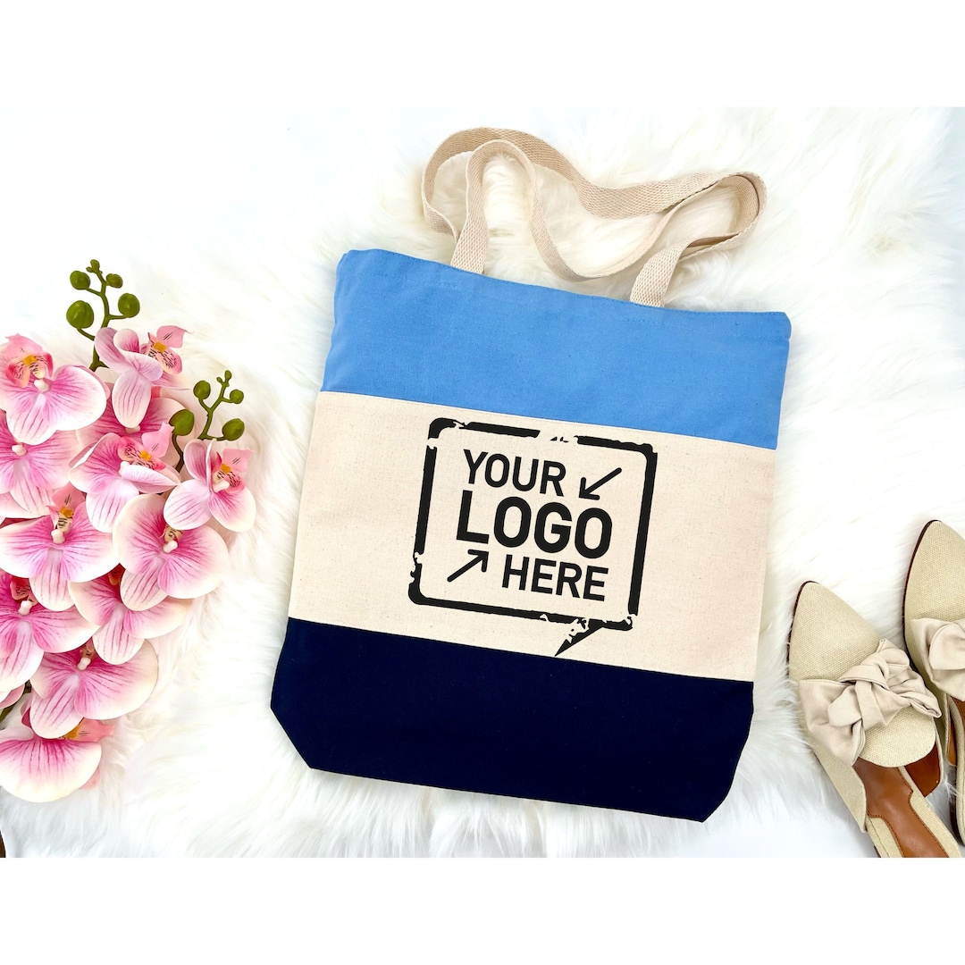 Custom Tri-color Tote Bag With Your Logo, Custom Text Tote Bag, Custom ...