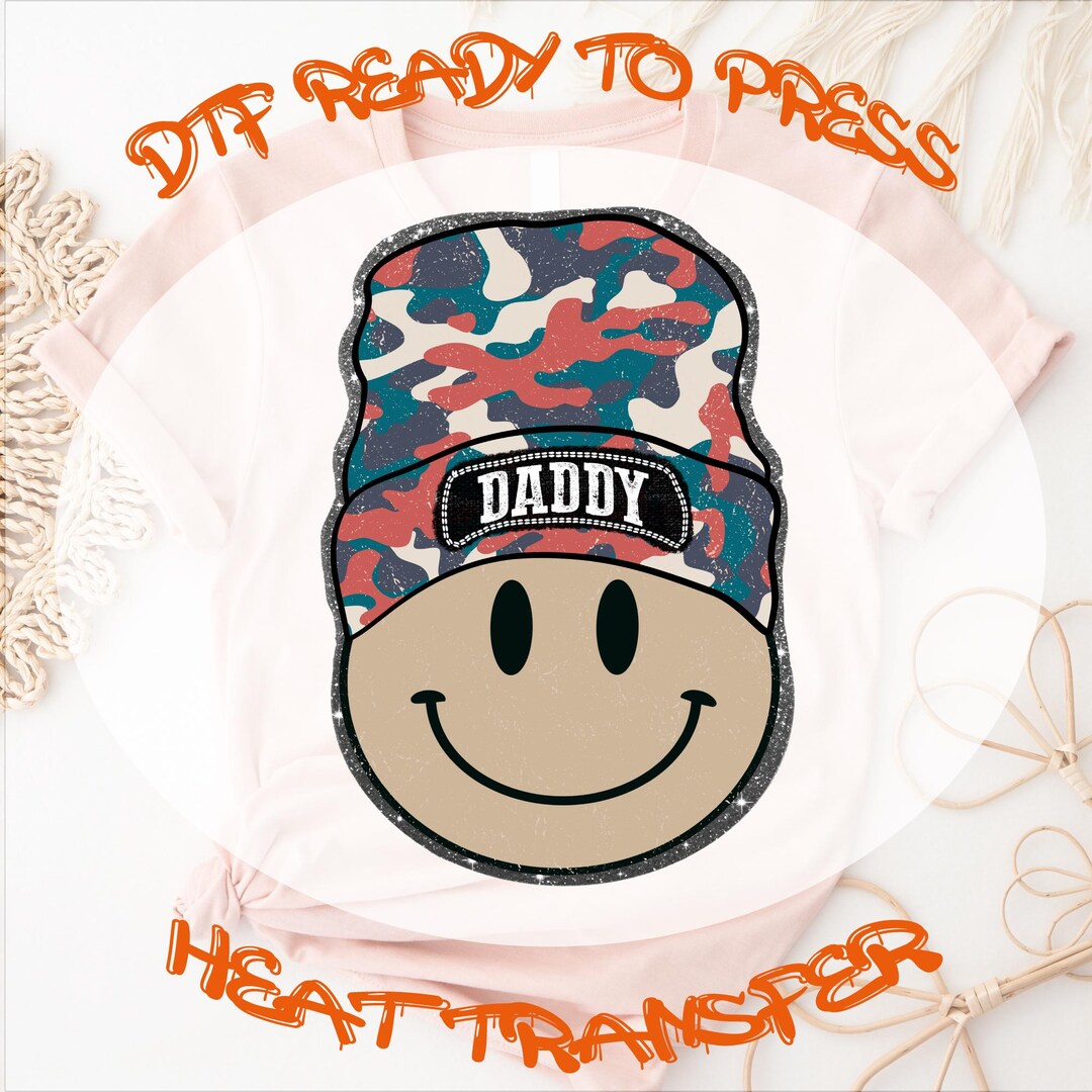 Retro Smiley Face Dtf Transfer, Smiley Dady Ready to Press, Old School ...