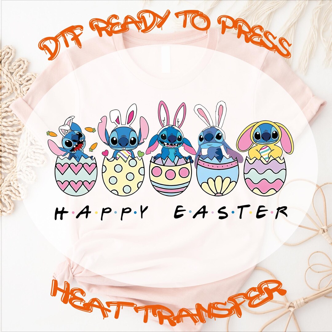 Easter Stitch DTF Transfer Ready for Press, Disney Stitch Ready to ...