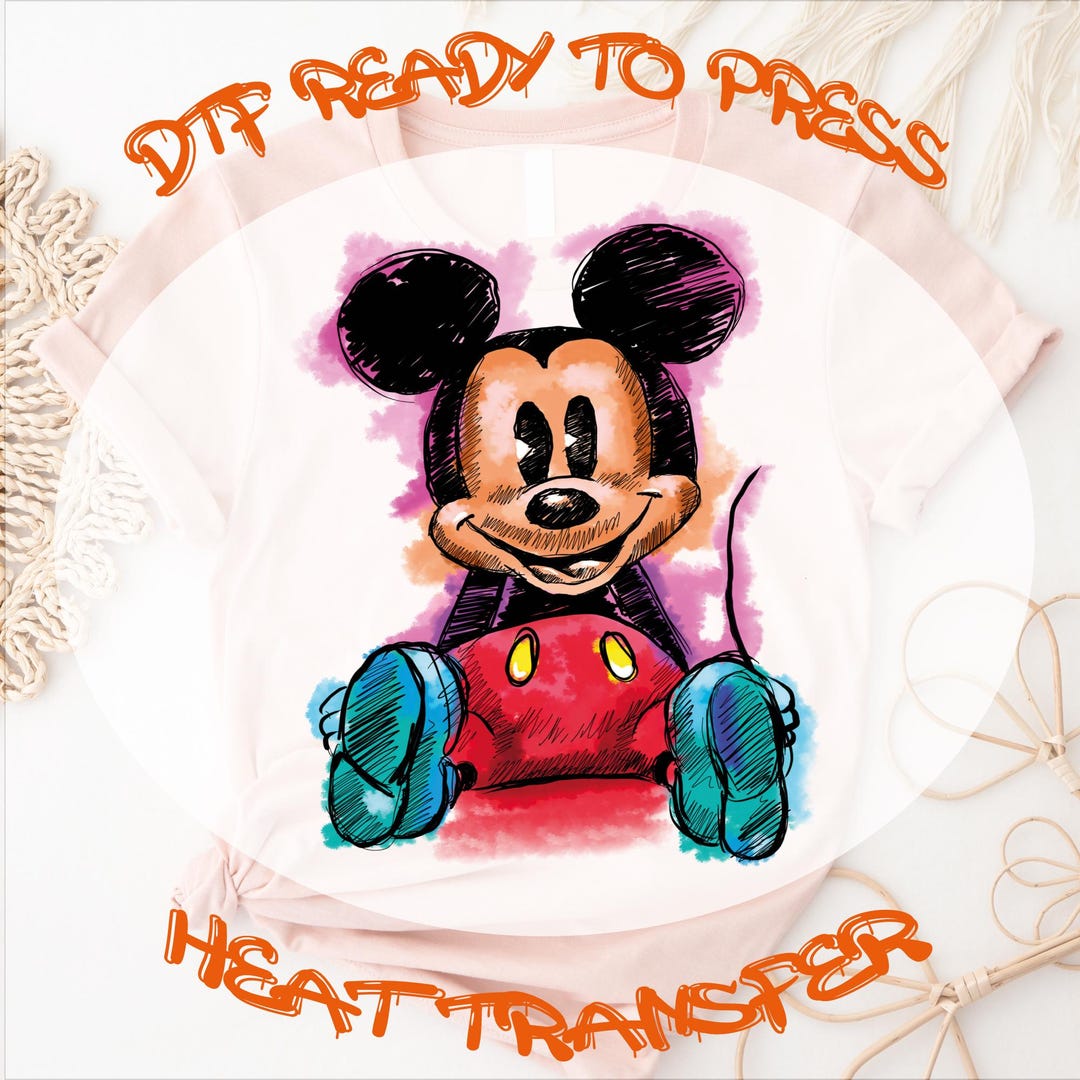 Glitter Mickey Mouse Dtf Transfers Ready to Press, Retro Mickey Ready ...