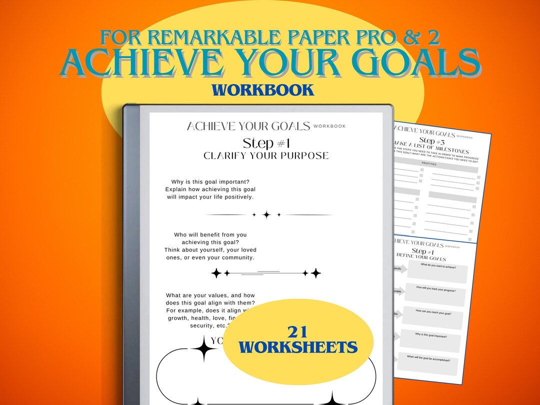 Goal Setting Workbook for Remarkable and Eink Tablets | 21 Worksheets ...