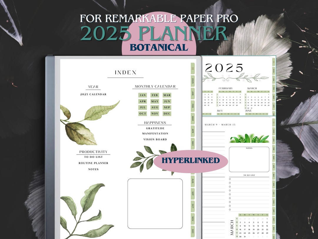 2025 Botanical Planner for Remarkable Paper Pro - Plants - Hyperlinked ...