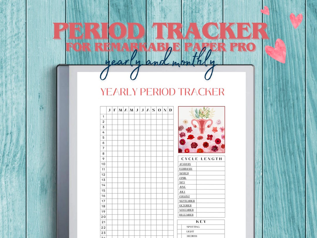 Period Tracker for Remarkable Paper Pro Mood Tracker Yearly Cycle ...