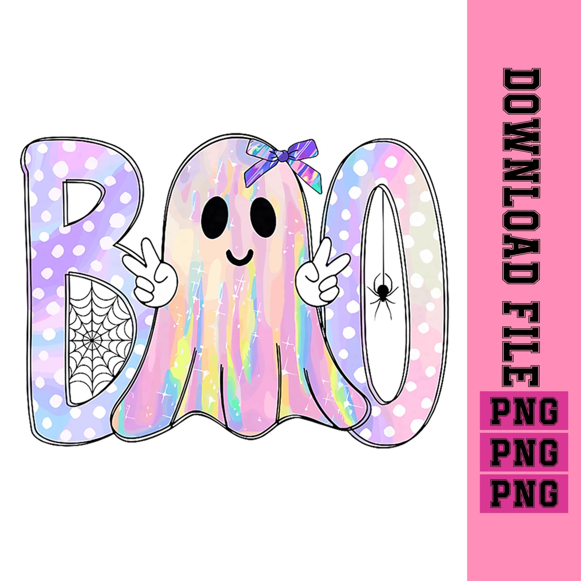 Boo Halloween Png, Iridescent Ghost Pumpkin Png, Pink Ghost Png, Pastel ...