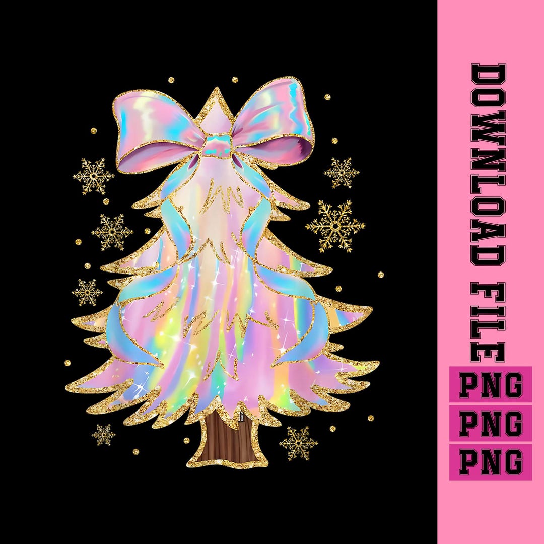Iridescent Christmas Tree PNG, Coquette Christmas Png, Iridescent ...