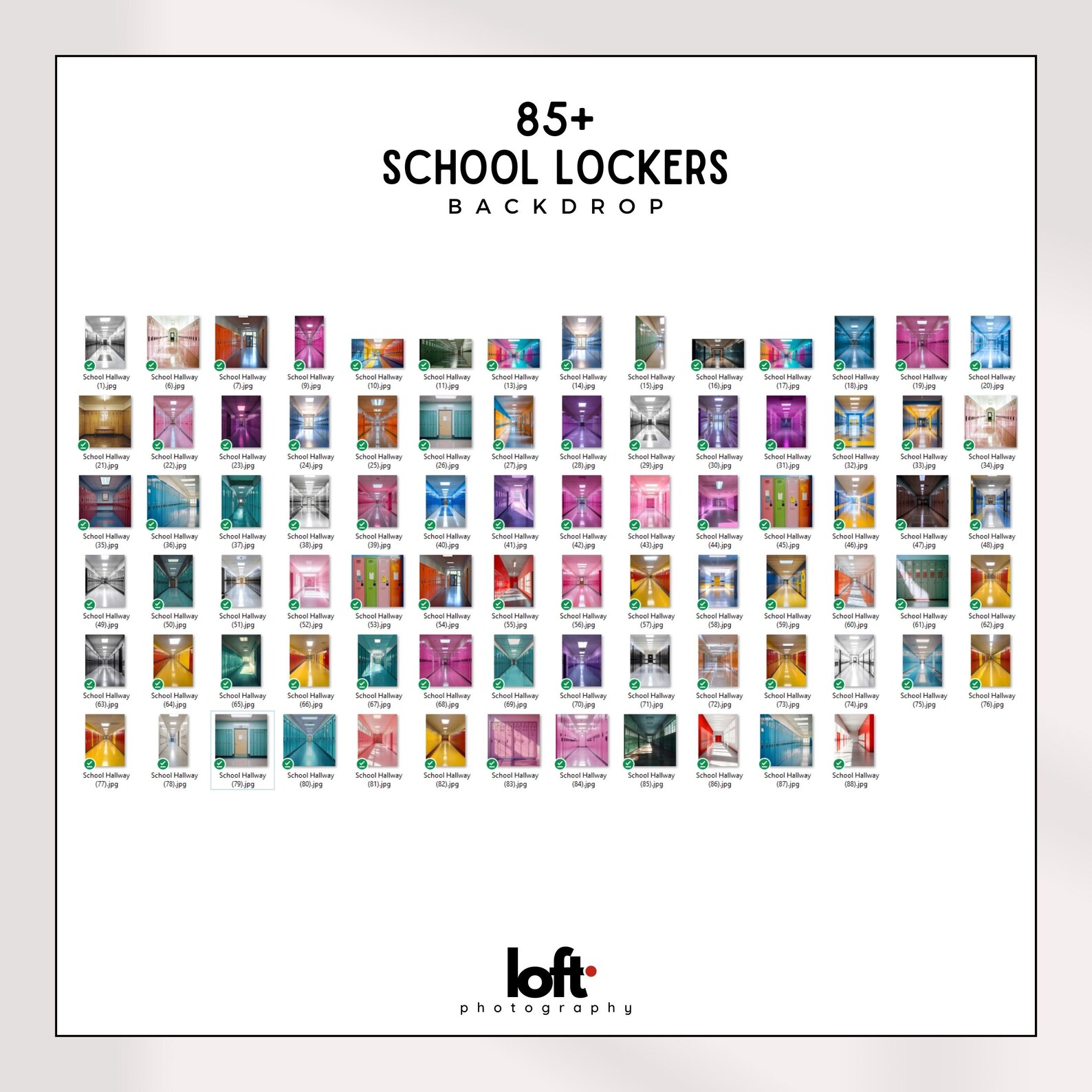 School Locker Backdrop Overlay Bundle for Portrait Photography, Digital ...