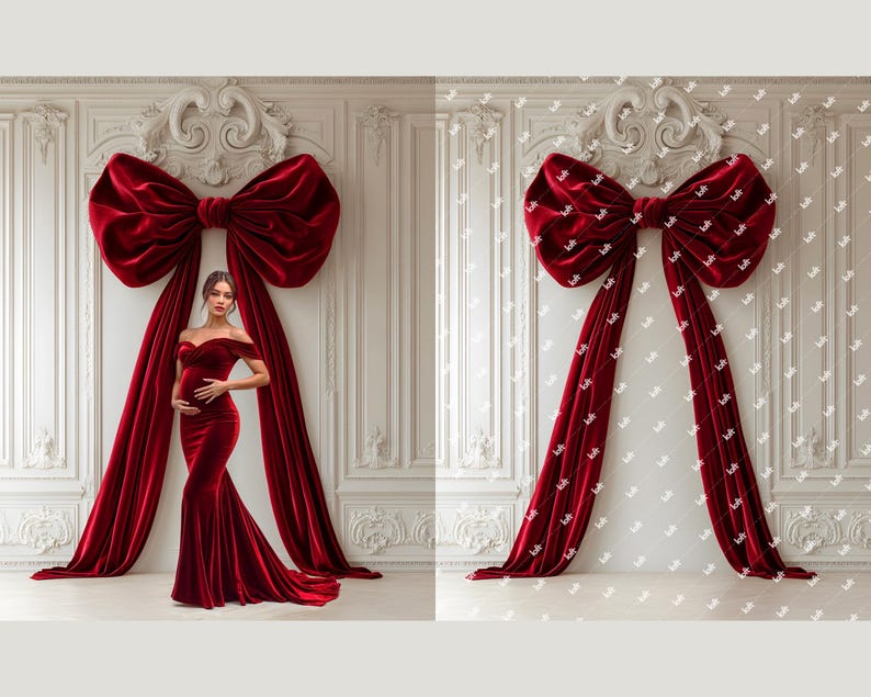 Bow Digital Backdrop Overlays for Maternity Photoshoot, Bow Theme ...