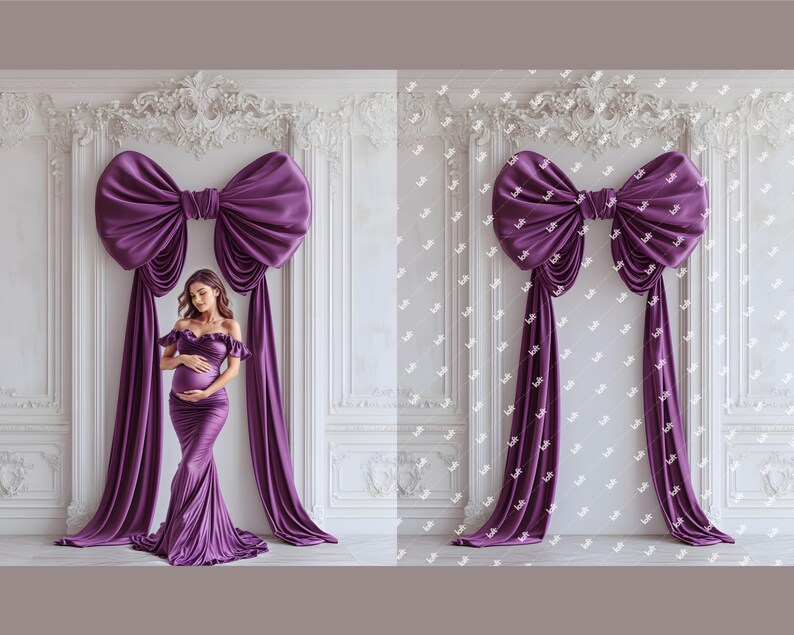 Bow Digital Backdrop Overlays for Maternity Photoshoot, Bow Theme ...
