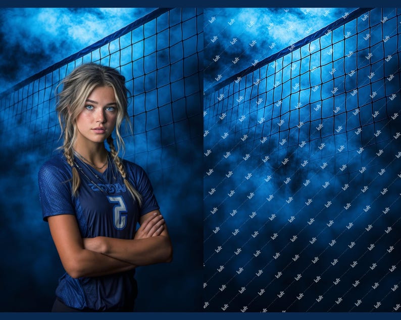 Volleyball Sports Backdrop With Fog and Smoke Overlays, Digital ...