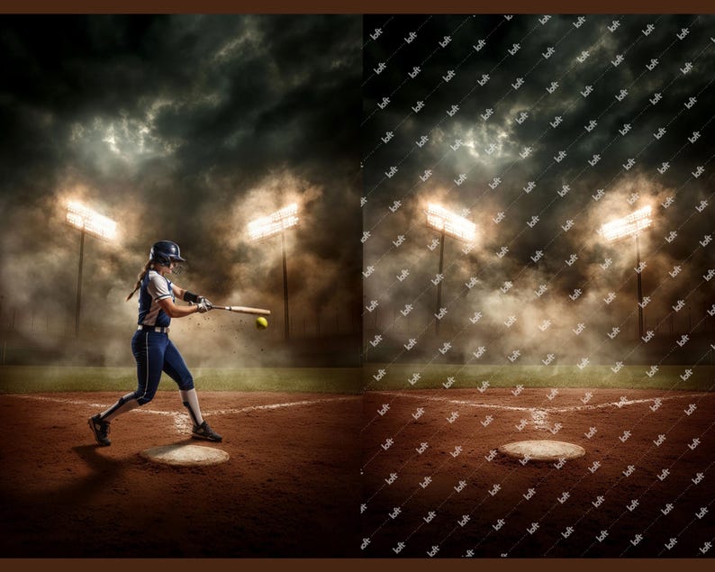 Sports Softball & Baseball Backgrounds, Stadium Lights Photo Overlay ...