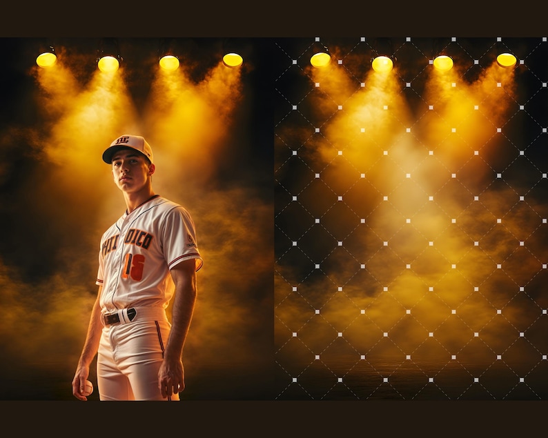 Sports Spotlight Digital Backdrop, Stadium Lights Overlay, Smoky ...