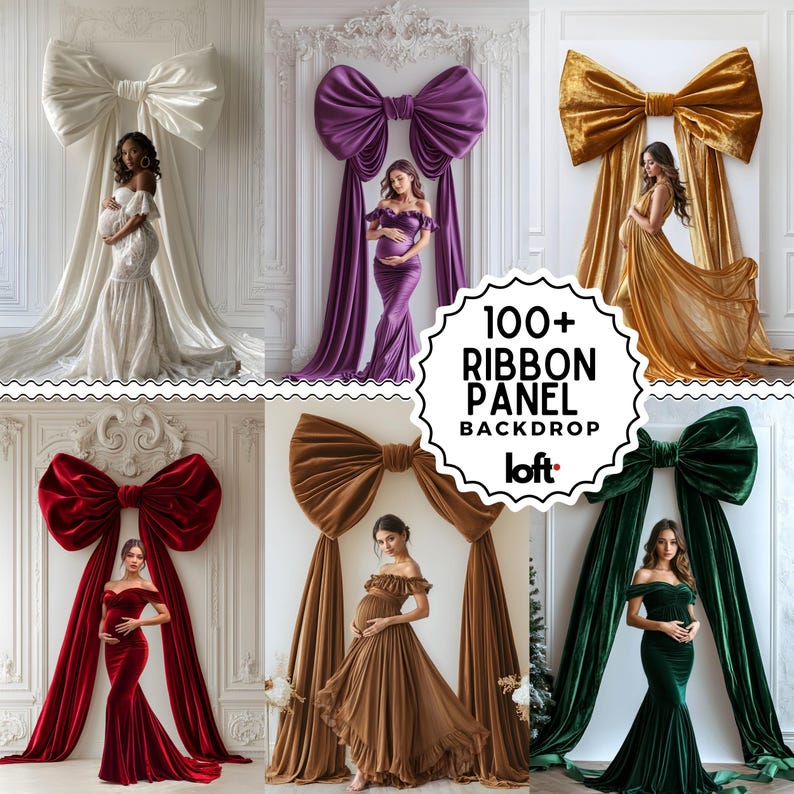 Bow Digital Backdrop Overlays for Maternity Photoshoot, Bow Theme ...