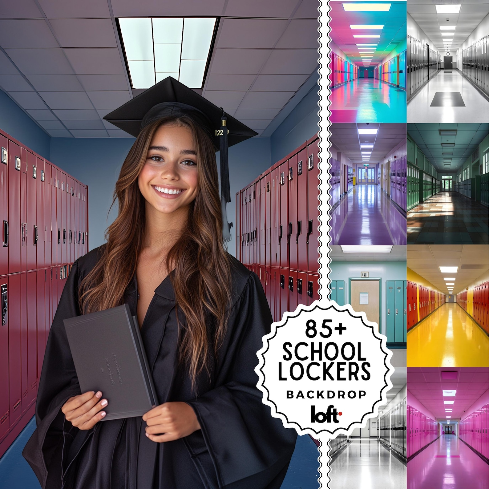 School Locker Backdrop Overlay Bundle for Portrait Photography, Digital ...