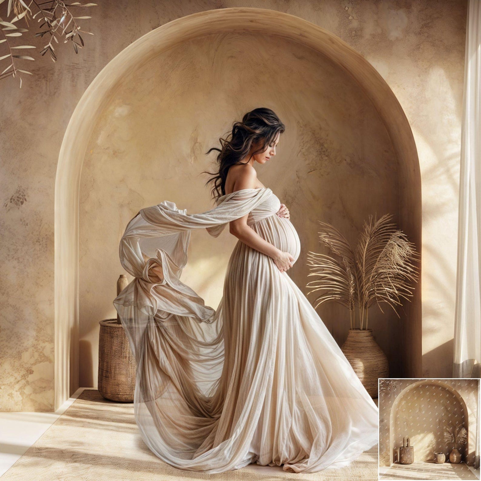 Boho Arches Set Digital Backdrop, Minimal Maternity Photo Backdrop ...