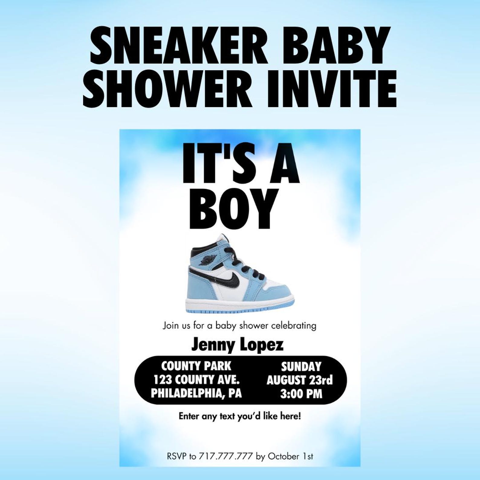 Boy Sneaker Baby Shower Invite Template - Sneaker Ball - Customizable ...