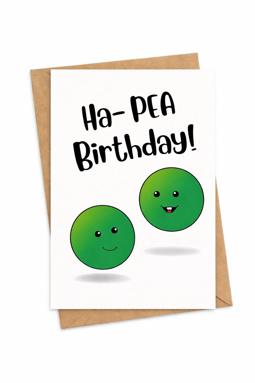 Ha-pea Birthday Card, Funny Pun, Cute Pea Greeting Card, Handmade in ...