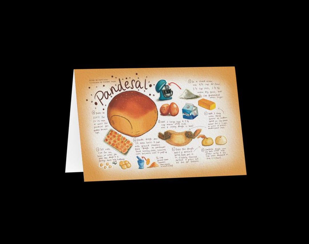Pandesal Recipe Art Print Blank Greeting Card, Cute Greeting Cards ...