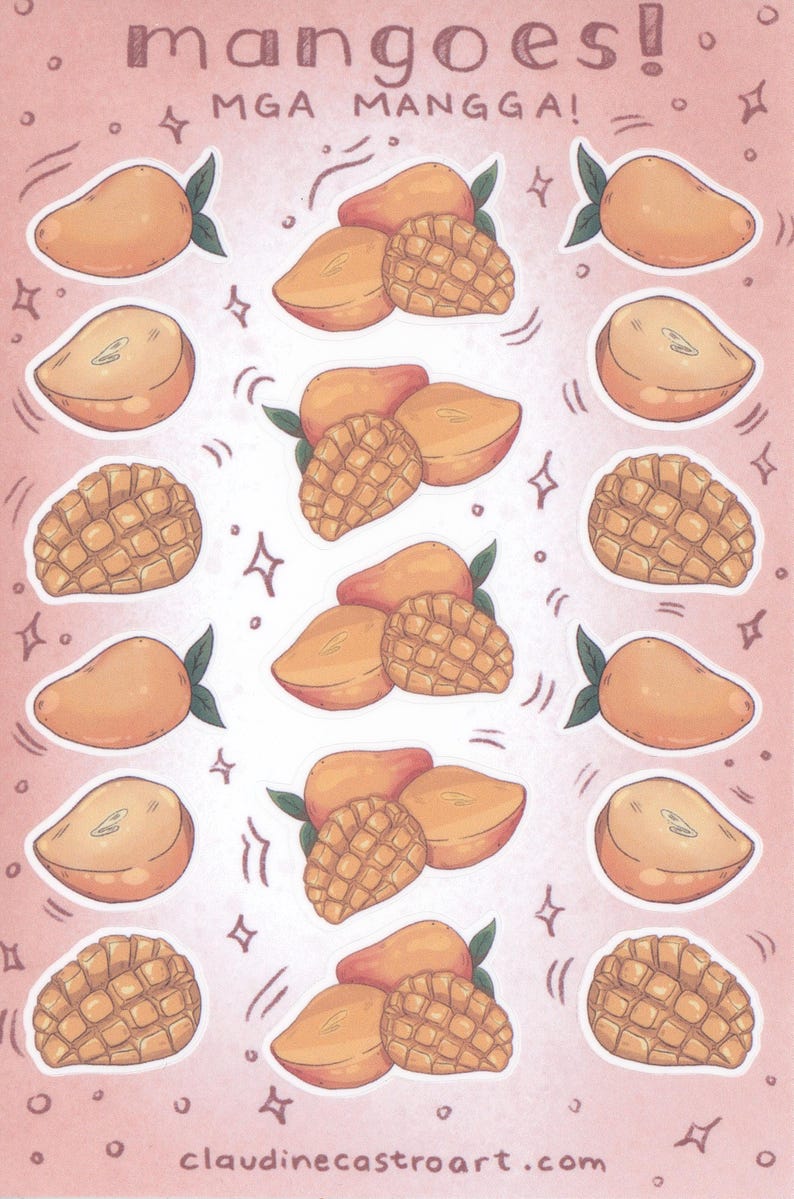 Mangoes Sticker Sheet, Cute Stickers, Stationery, Laptop Sticker ...