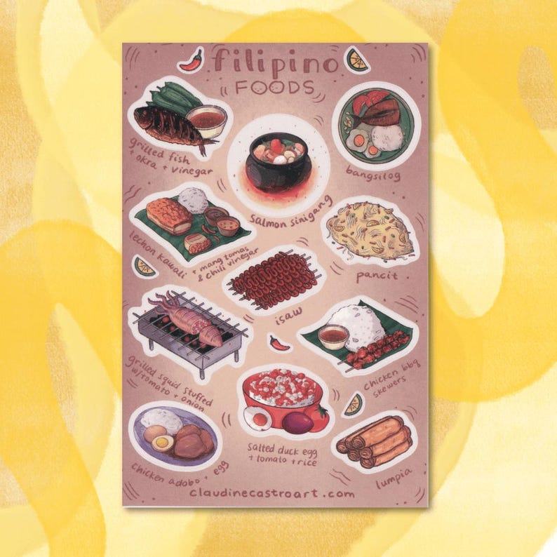 Filipino Foods Sticker Sheet, Cute Stickers, Stationery, Laptop Sticker ...