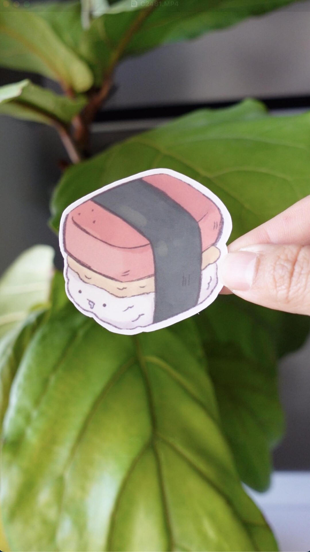 Spam Musubi Egg With Face Drooling Sticker, Cute Stickers, Stationery ...