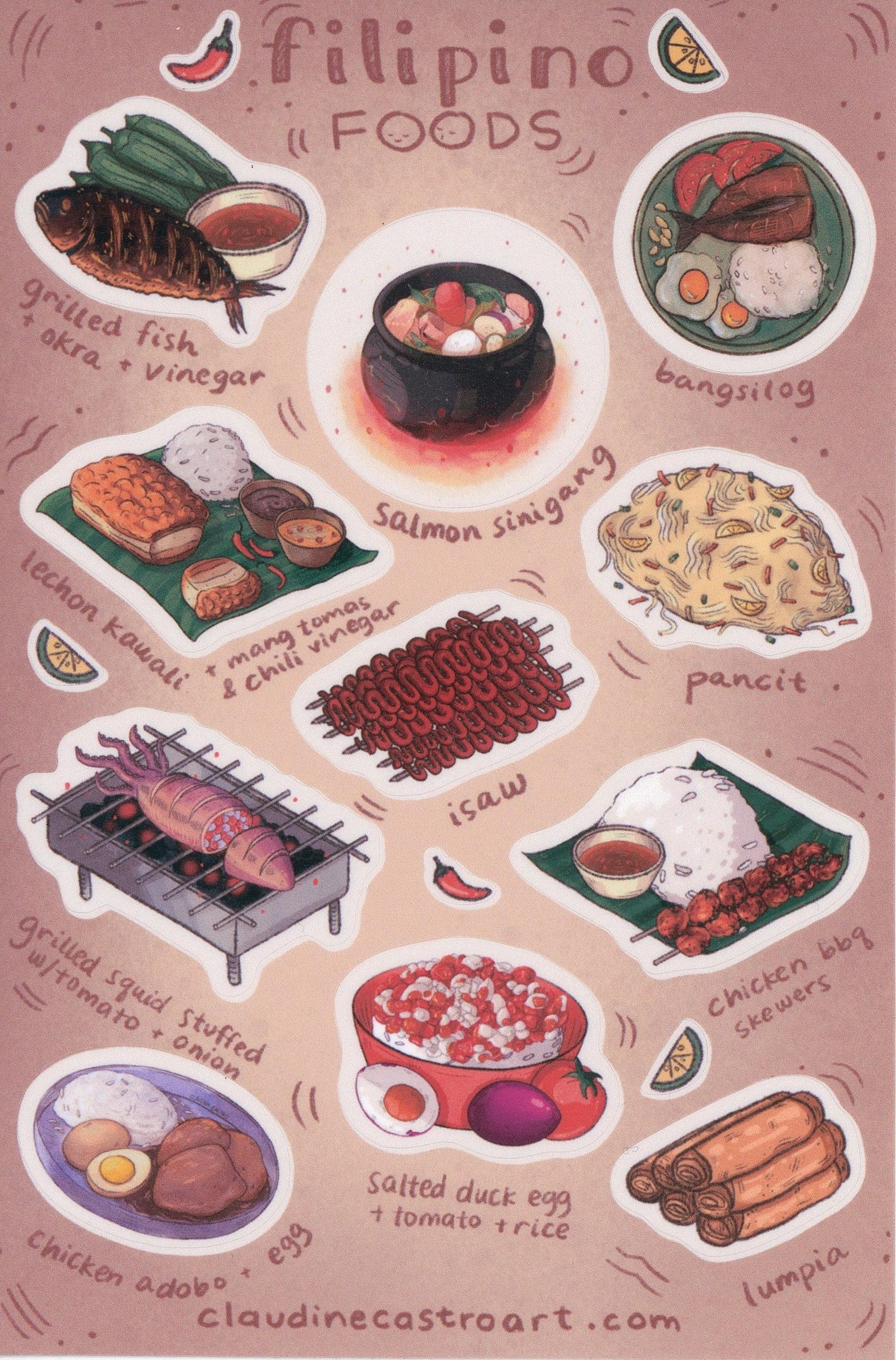 Filipino Foods Sticker Sheet, Cute Stickers, Stationery, Laptop Sticker ...