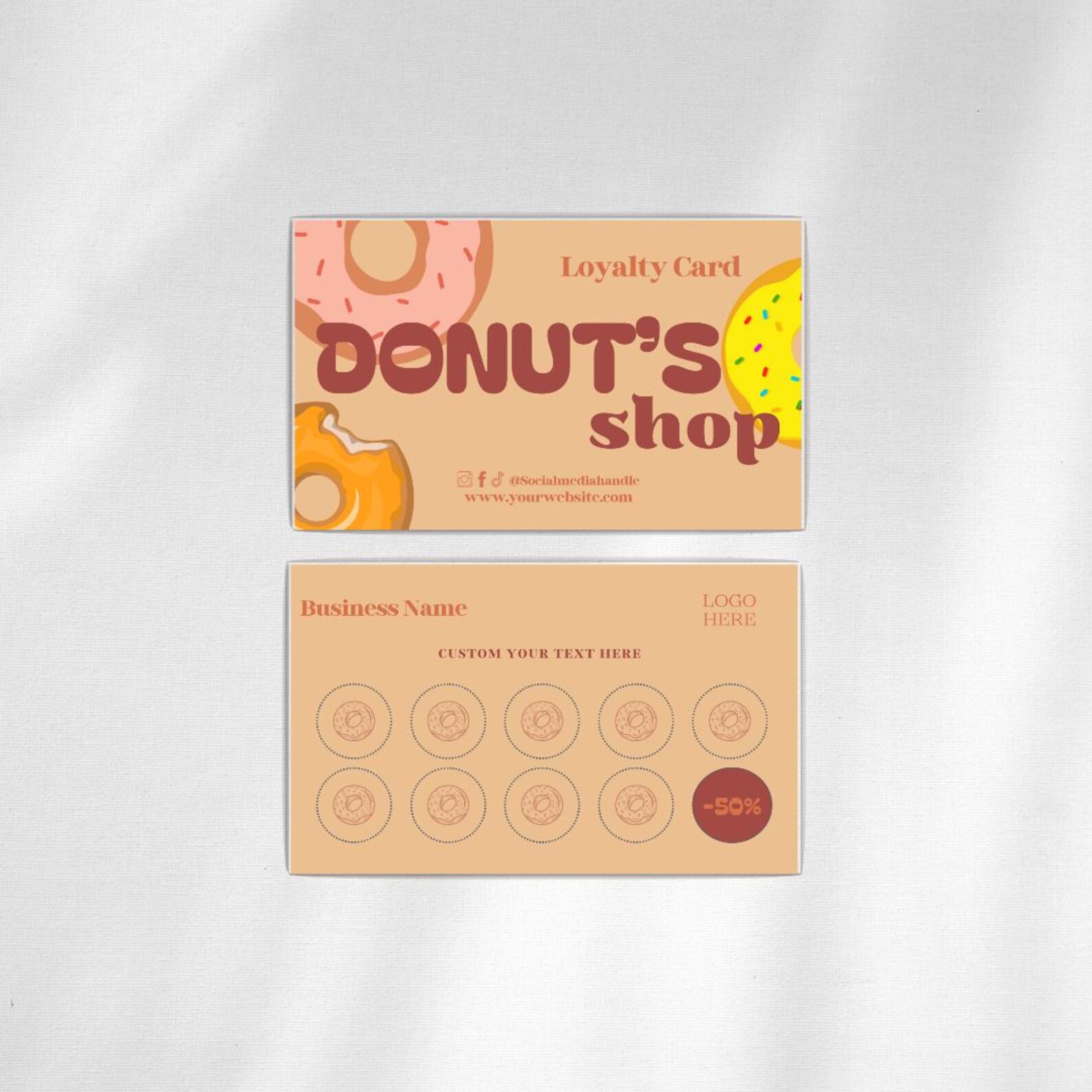 Donut Punch Card, Loyalty Business Card, Editable on Canva - Etsy