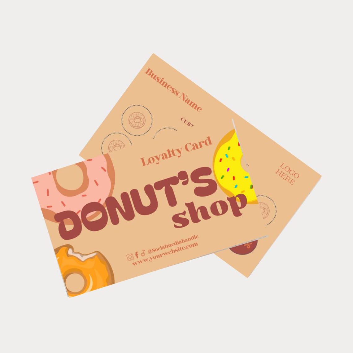 Donut Punch Card, Loyalty Business Card, Editable on Canva - Etsy