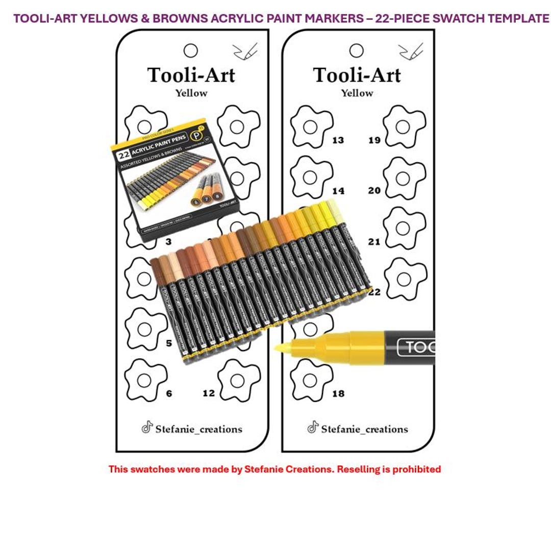 Digital PDF Tooli-art Yellow & Browns - 22-piece Acrylic Paint Markers ...