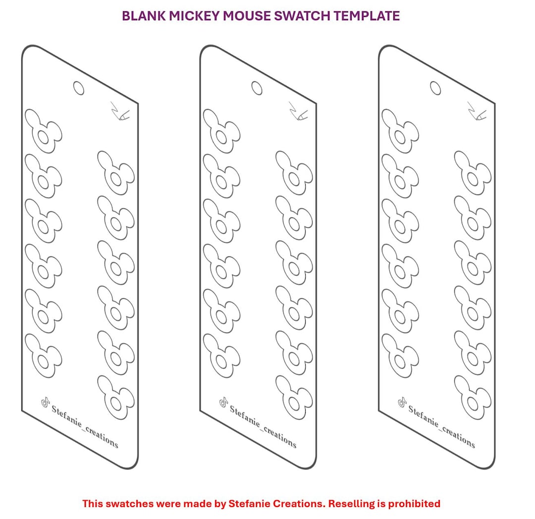 Digital PDF Blank Mickey Mouse Swatch With Logo Template | DIY Single ...