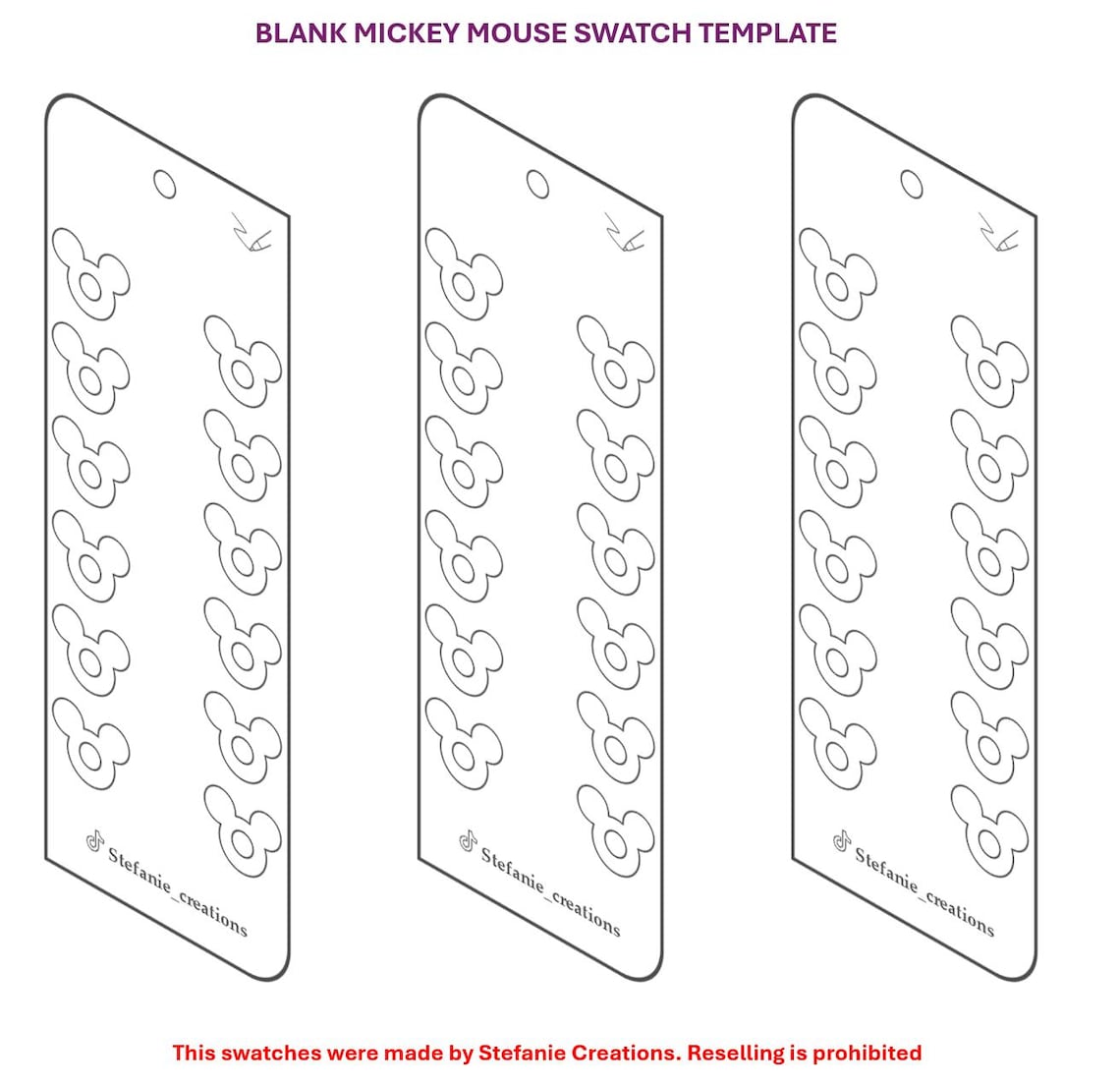 Digital PDF Blank Mickey Mouse Swatch With Logo Template | DIY Single ...