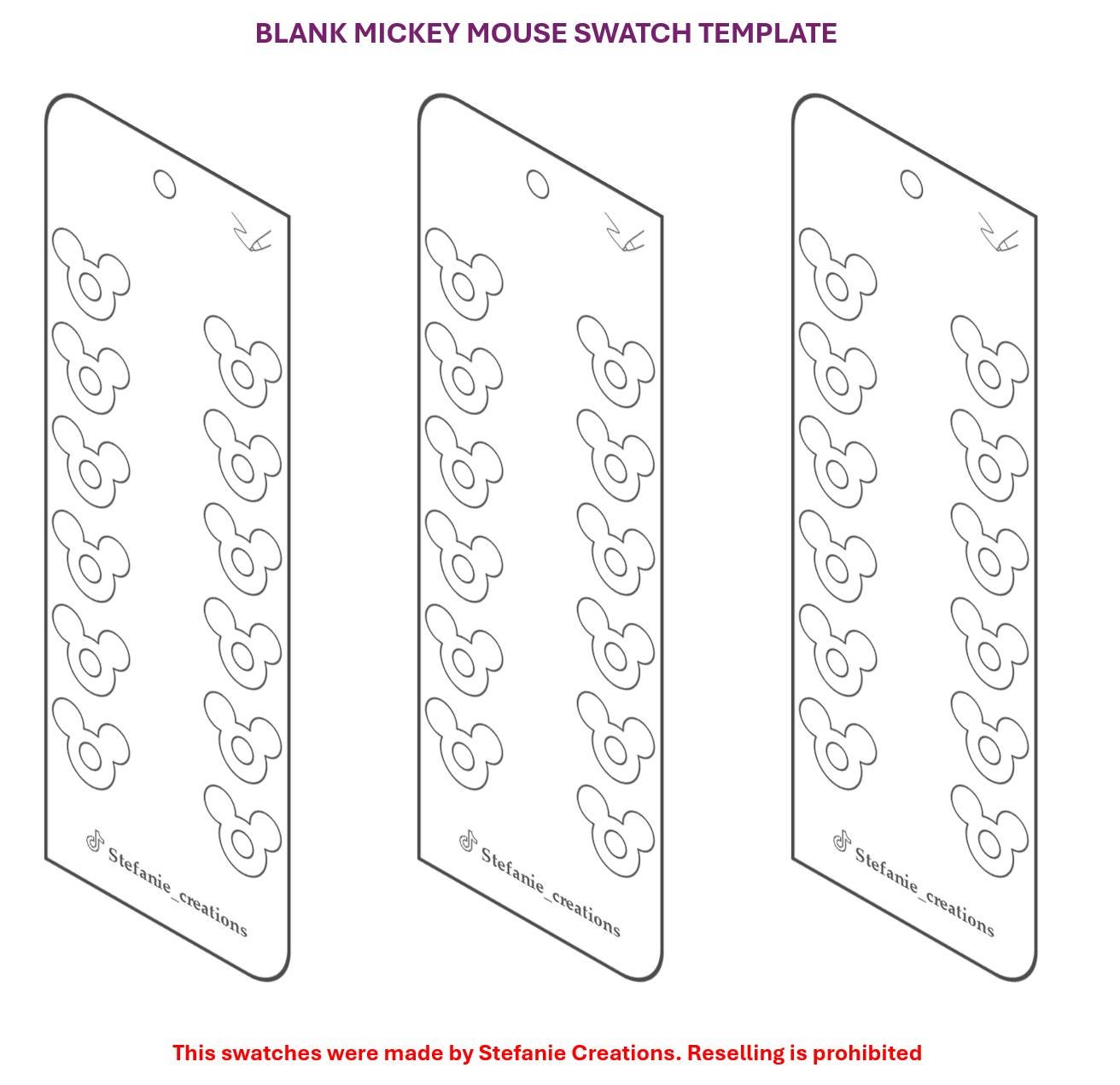 Digital PDF Blank Mickey Mouse Swatch With Logo Template | DIY Single ...