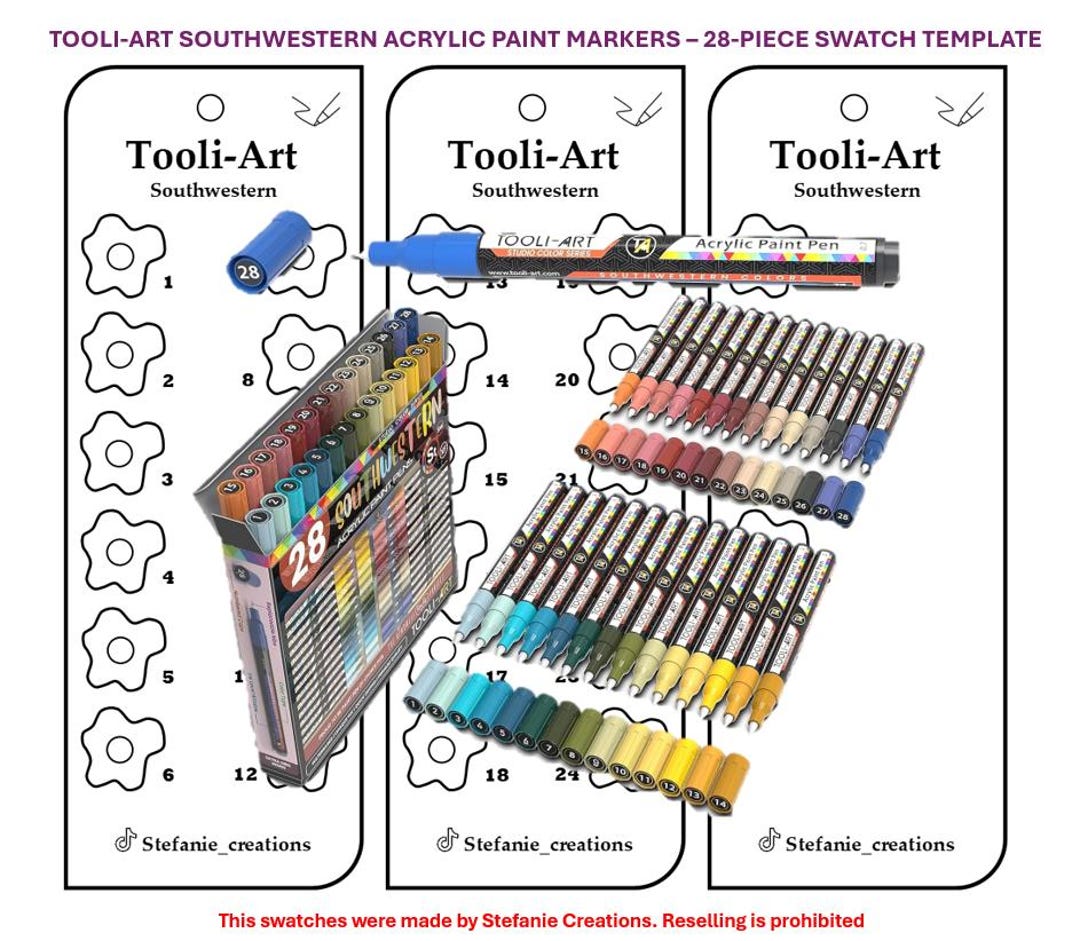 Digital PDF Tooli-art Southwestern- 28-piece Acrylic Paint Markers ...
