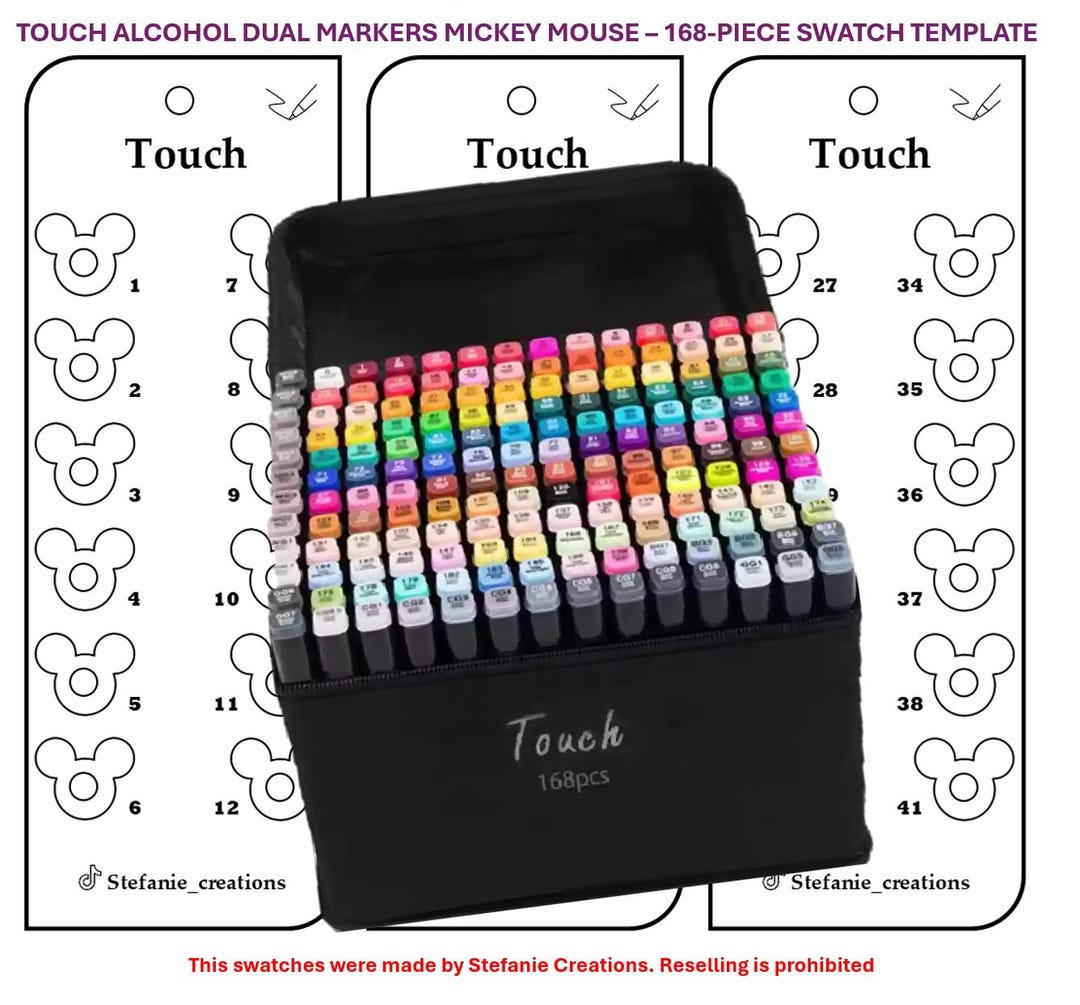Digital PDF Touch MICKEY MOUSE - 168-piece Markers Swatch Template ...